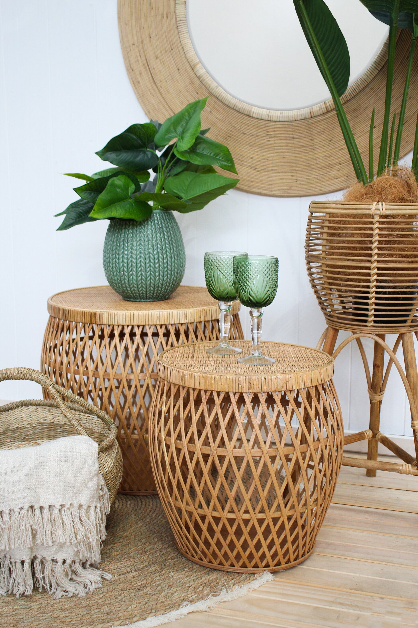 Portland Natural Storage Tables - set of 2 tables