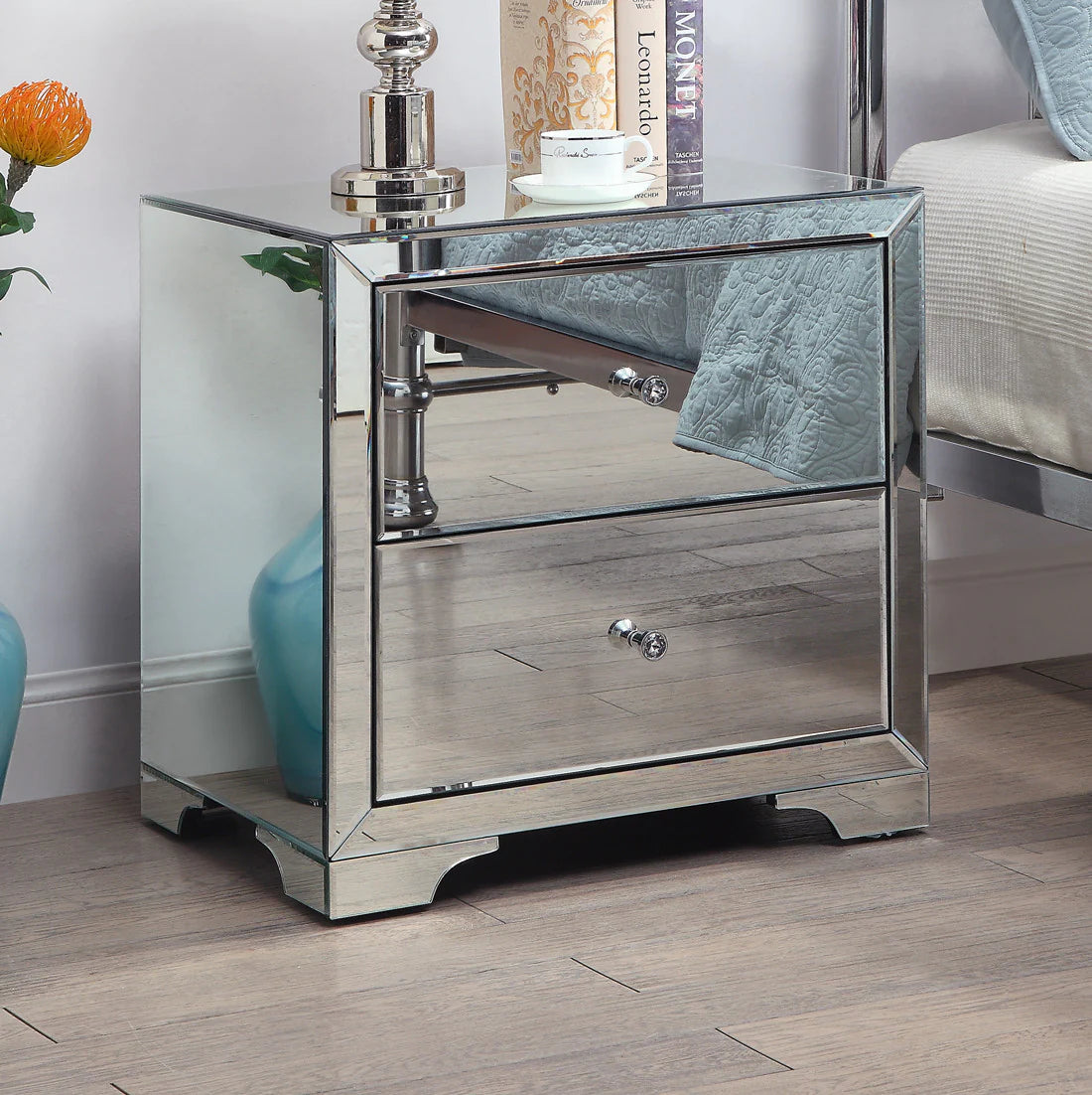 Boulevard Bedside Table In Silver - Bedside Tables - Bedroom Furniture ...