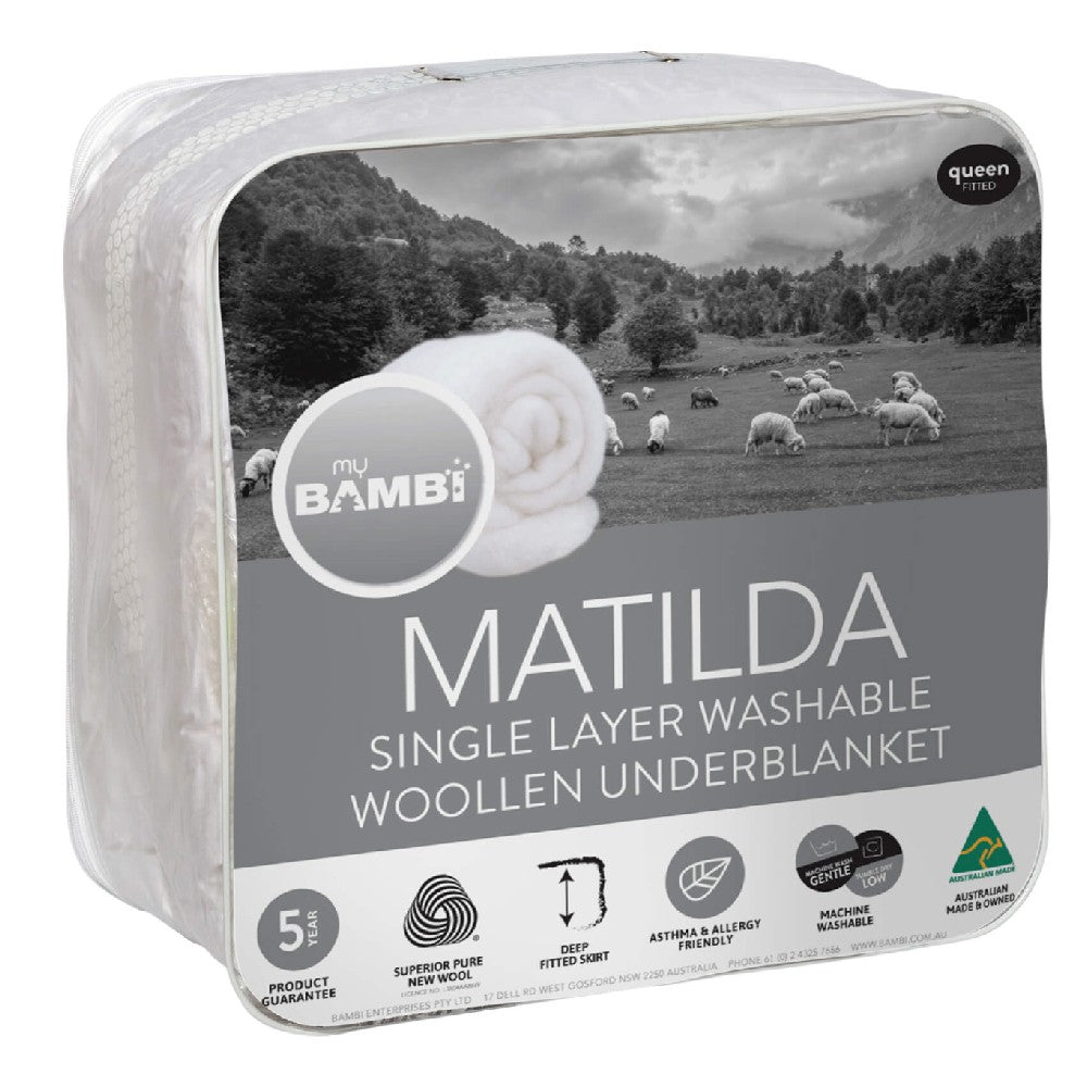 Bambi Matilda Wool Underblanket - Mattress Toppers - thebedroom.com.au
