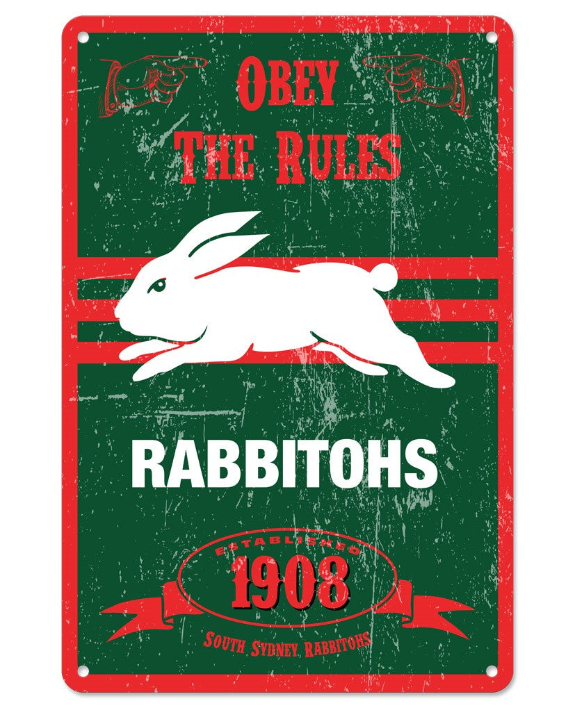 South Sydney Rabbitohs Retro Metal Sign - South Sydney Rabbitohs NRL ...